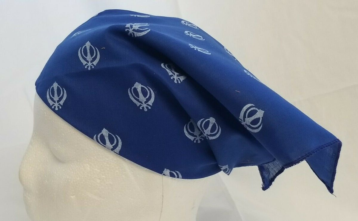 Sikh Punjabi Singh Kaur Blue Khalsa Khandas bandana Head Wrap Gear Rum ...