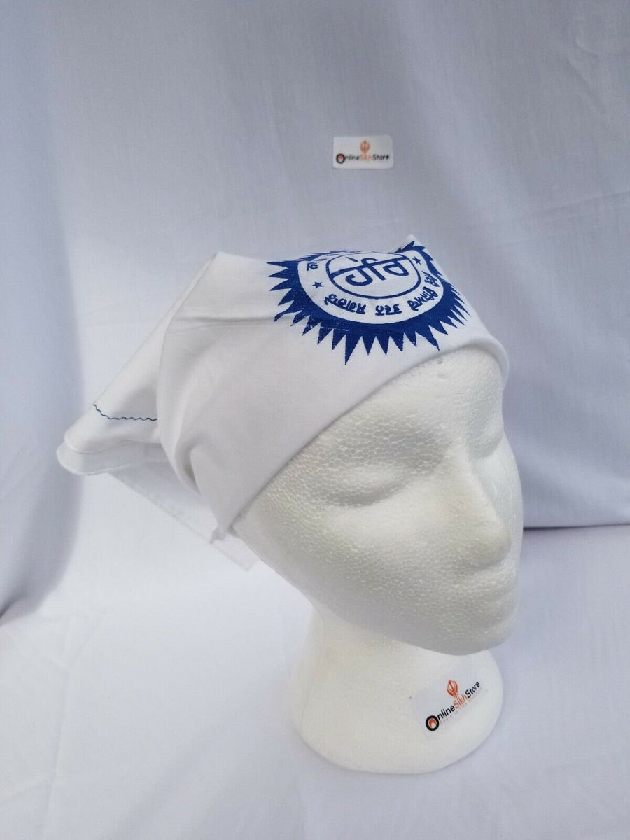Sikh hindu kaur singh blue hari har bandana head wrap gear rumal handk ...