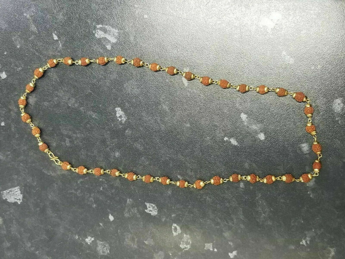 Rudraksh mala natural beads evil eye protection lucky necklace rudraks ...
