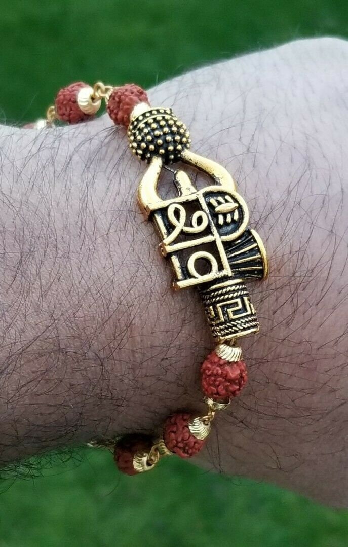 Rudraksh mala natural beads evil eye protection lucky shiv shakti brac ...