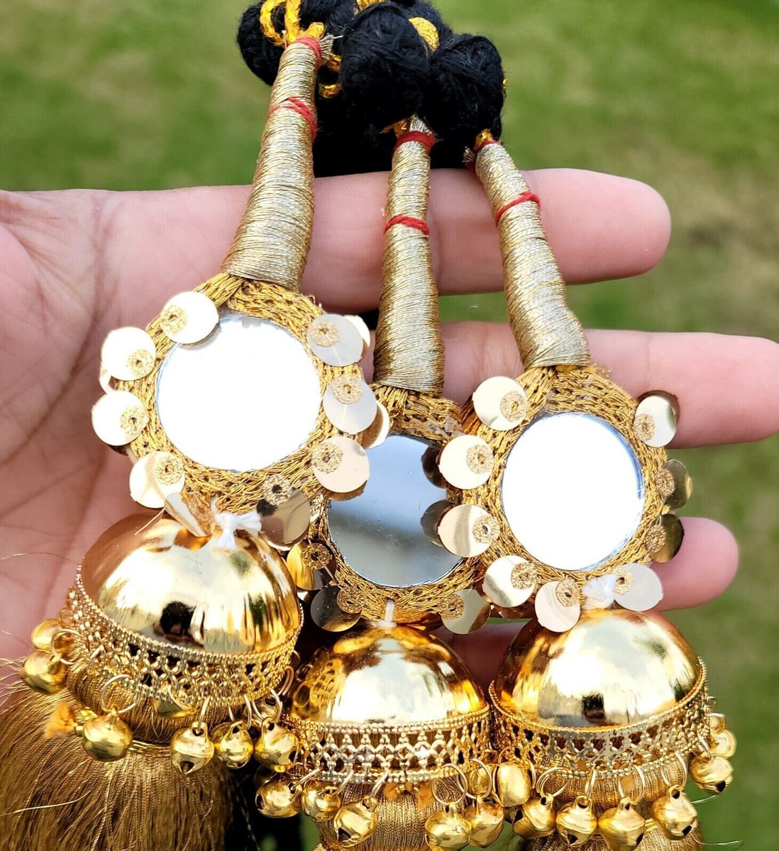 Indian punjabi parandi mehndi jaago mirror bridal patiala paranda hair ...