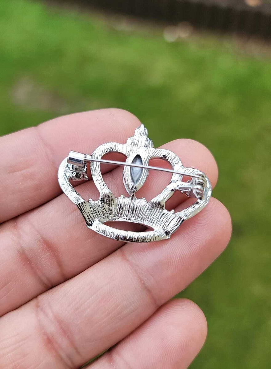 King crown brooch gold silver plated stunning diamonte celebrity queen ...