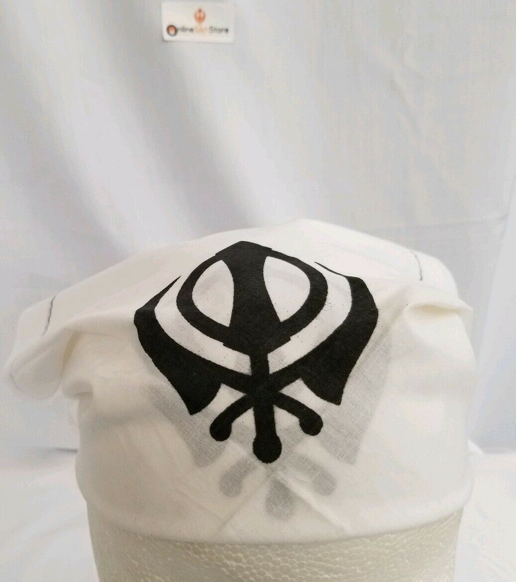 Sikh hindu kaur singh black khandas bandana head wrap gear rumal handk ...