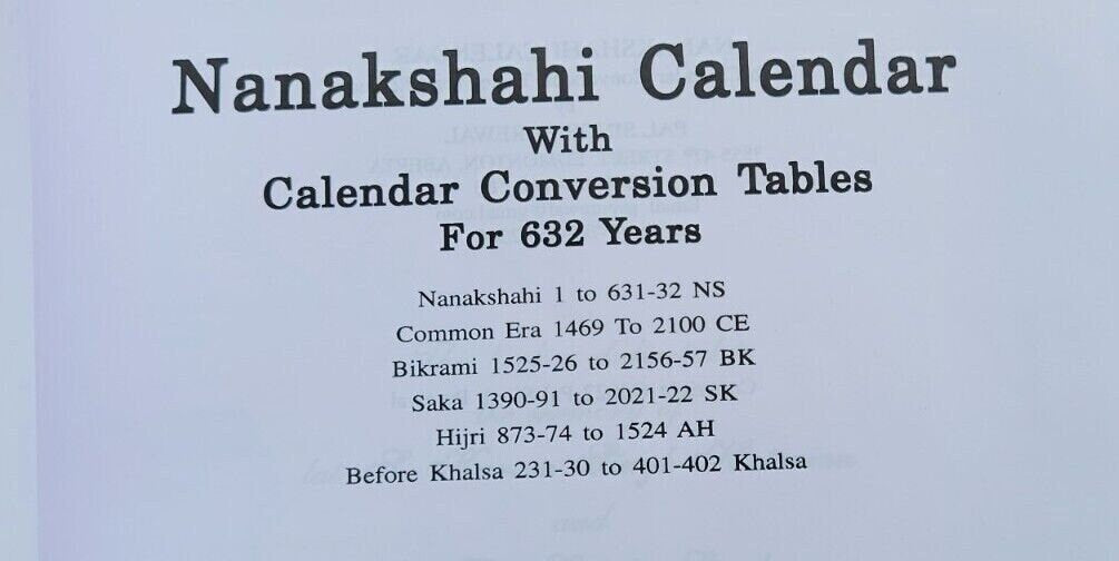 Authentic nanakshahi sikh calendar 1469 to 2100 ce pal singh purewal e ...