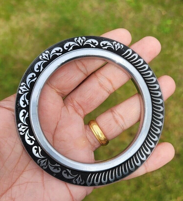 Sarbloh Kara Floral designer Chakri Karha Punjabi Kada Sikh Singh Bang ...