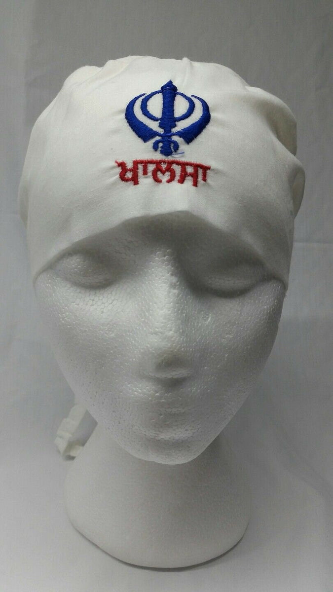 Sikh punjabi turban patka pathka singh khanda bandana head wrap white ...