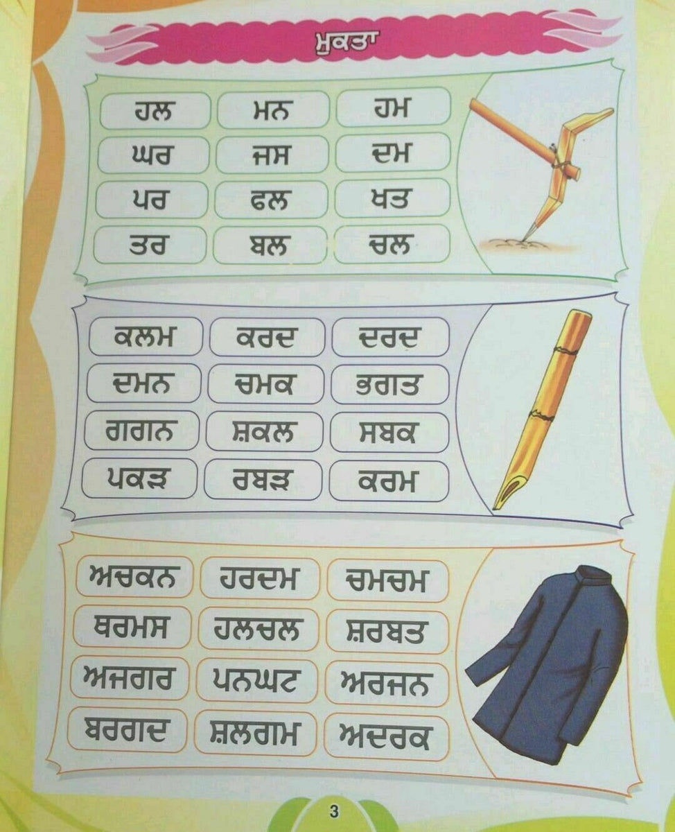 Learn punjabi gurmukhi writing sawar bodh learning punjabi words sound ...