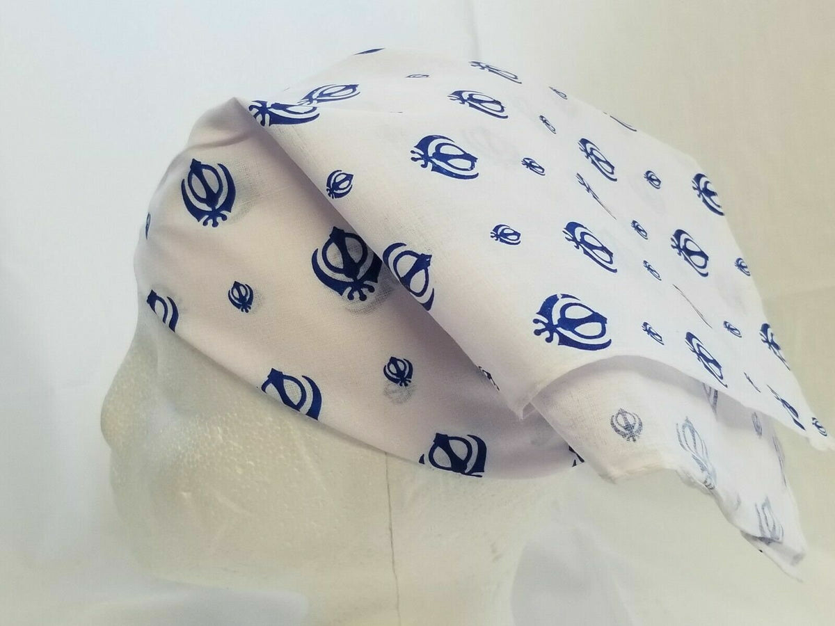 Sikh punjabi singh kaur white khalsa khandas bandana head wrap gear ru ...