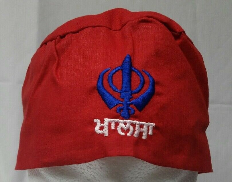 Sikh punjabi turban patka pathka singh khanda bandana head wrap red co ...