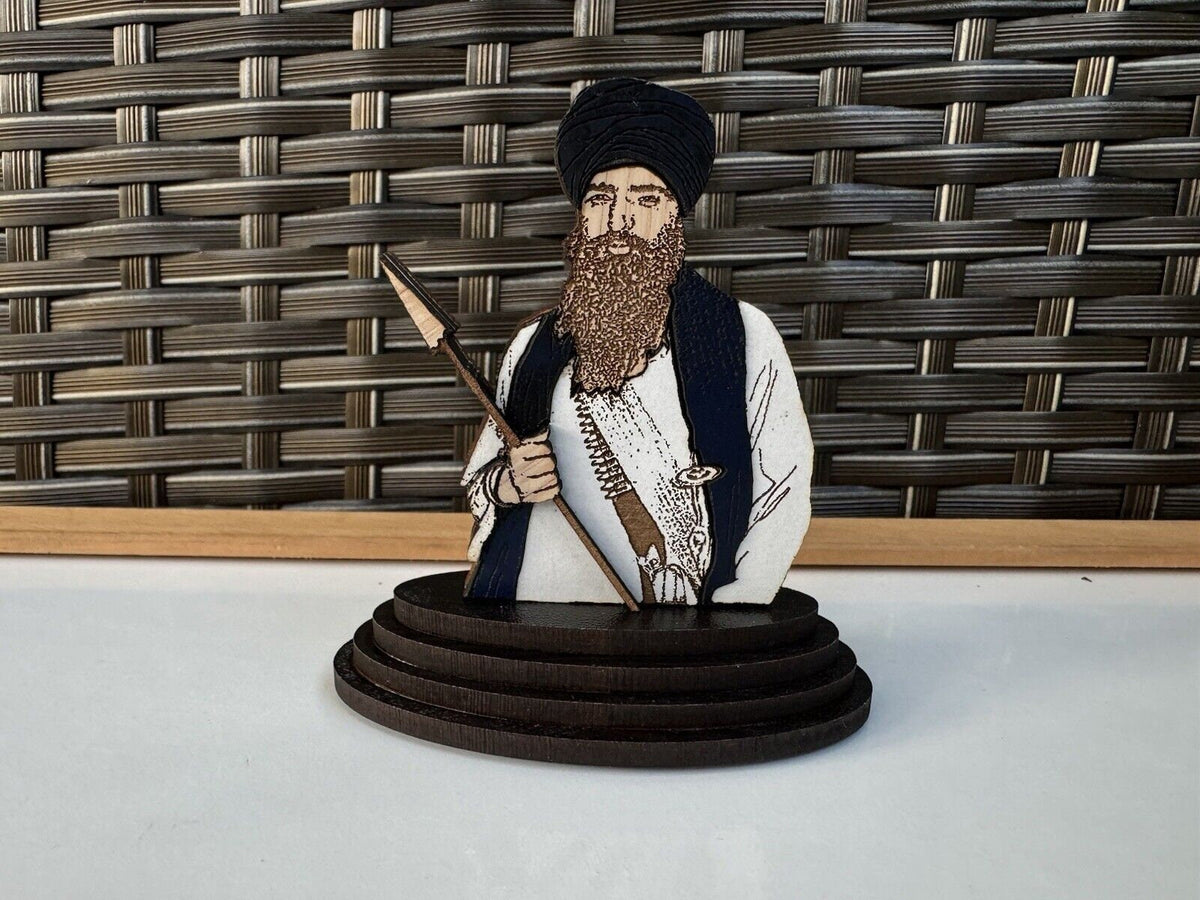 Sikh Bhindranwale Sant Wood Carved Photo Portrait Sikh Desktop Stand B ...