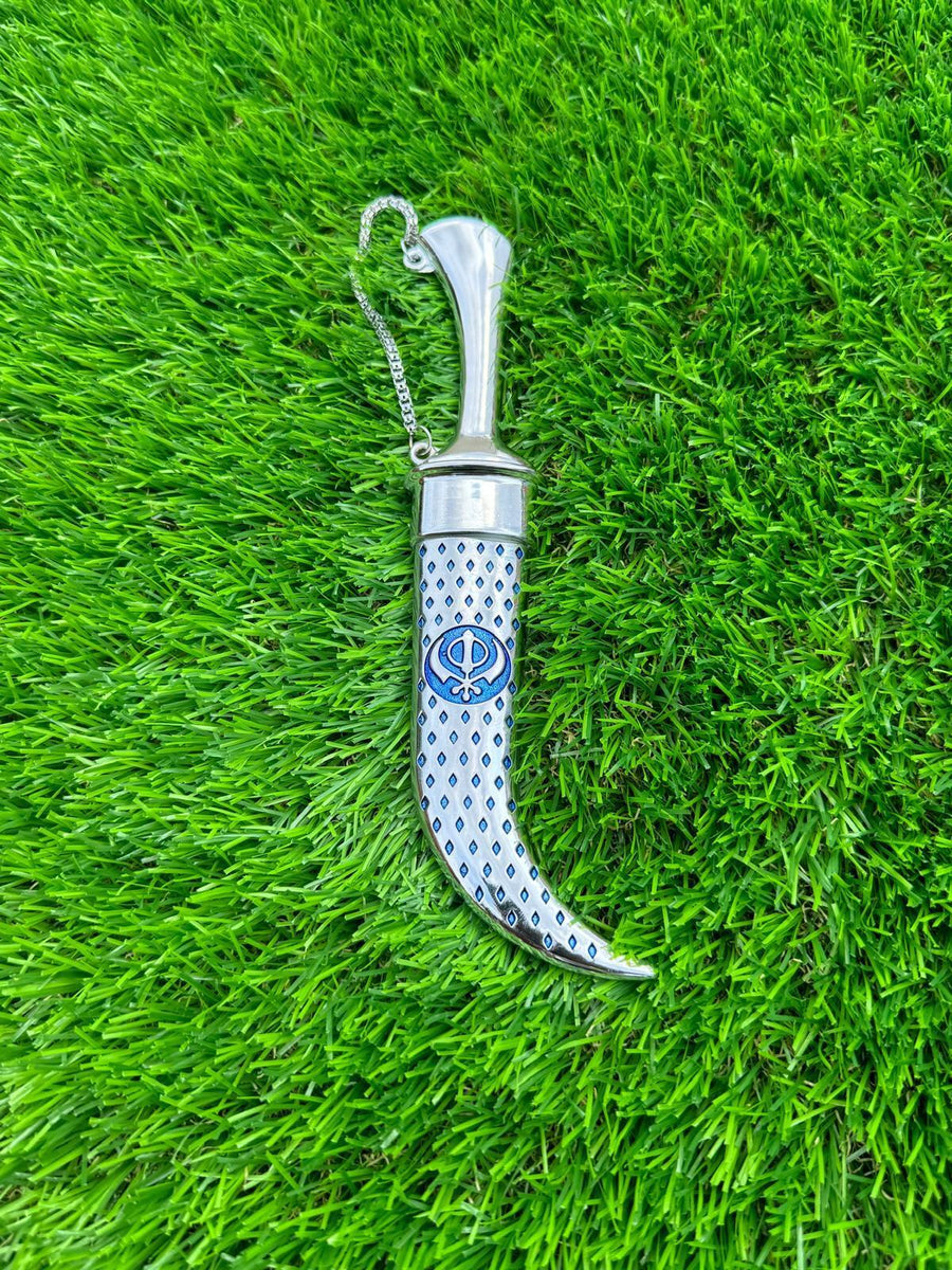 Stainless Steel Kirpan Sikh Siri Sahib Singh Diamond Design Khanda Eng ...