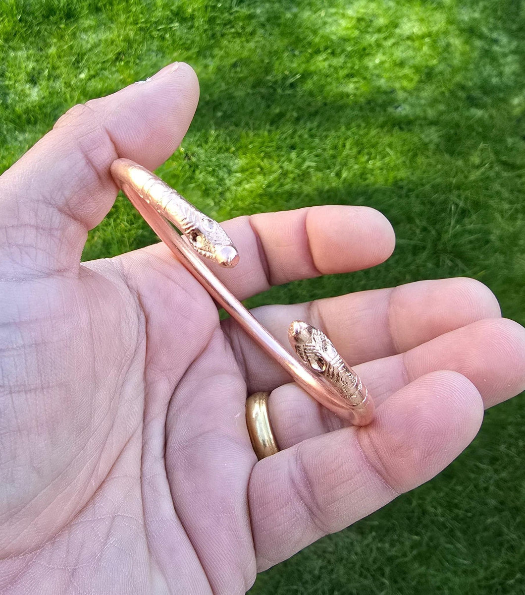 Pure copper Kara Sadhguru Kada Punjabi Hindu Sikh Adjustable Snake Hea ...