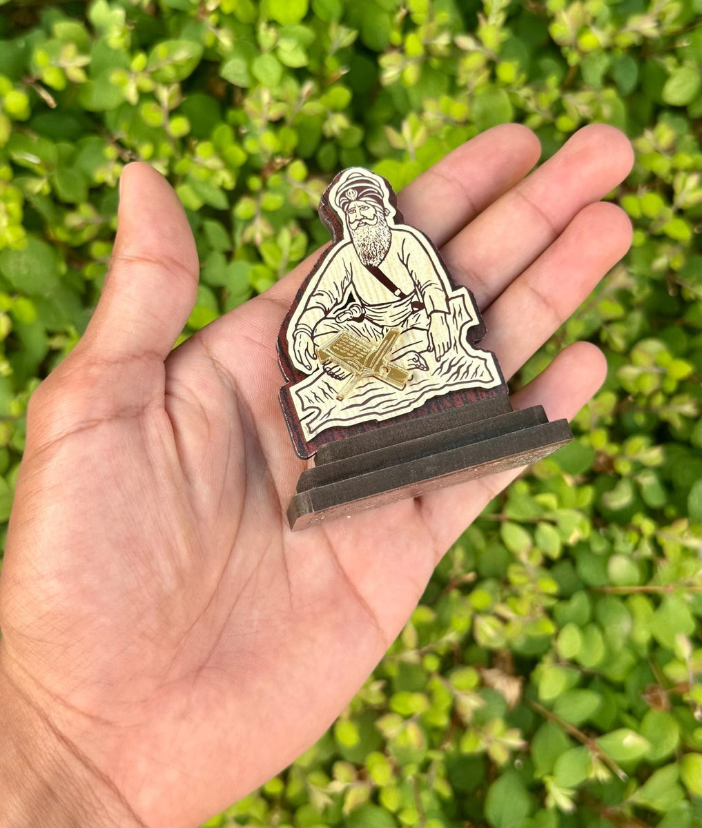 Sikh Desktop Stand Baba Deep Singh Shaheed Ji Wood Carved Photo Portra ...