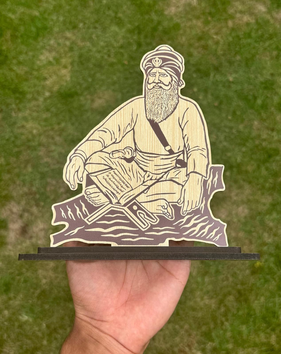 Sikh Wooden Stand Baba Deep Singh Ji Sikh Gurus Home Decor Display Kha ...