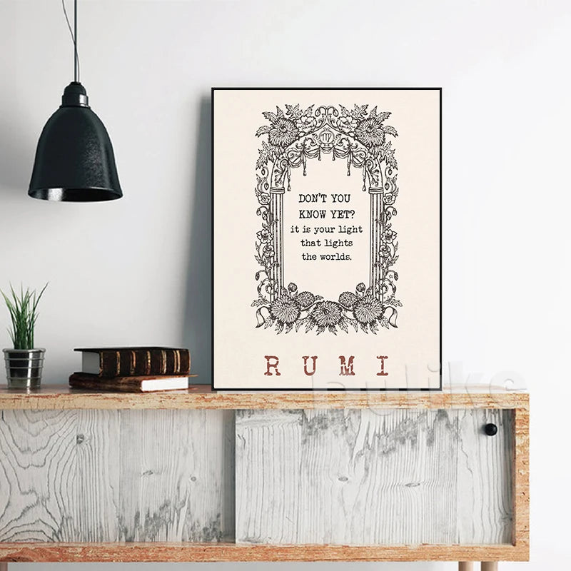 Rumi Quote Art Prints Sufi Home Decor Islamic Calligraphy Wall Art Can ...