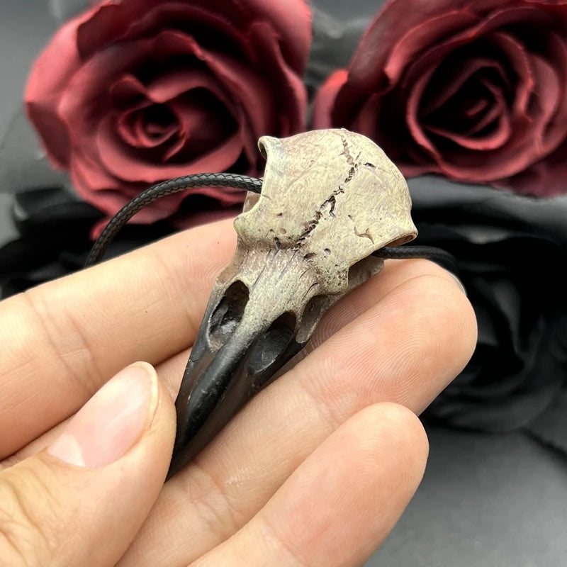3D Goth Raven Skull Necklace Resin Replica Raven Magpie Crow Gothic Gi ...